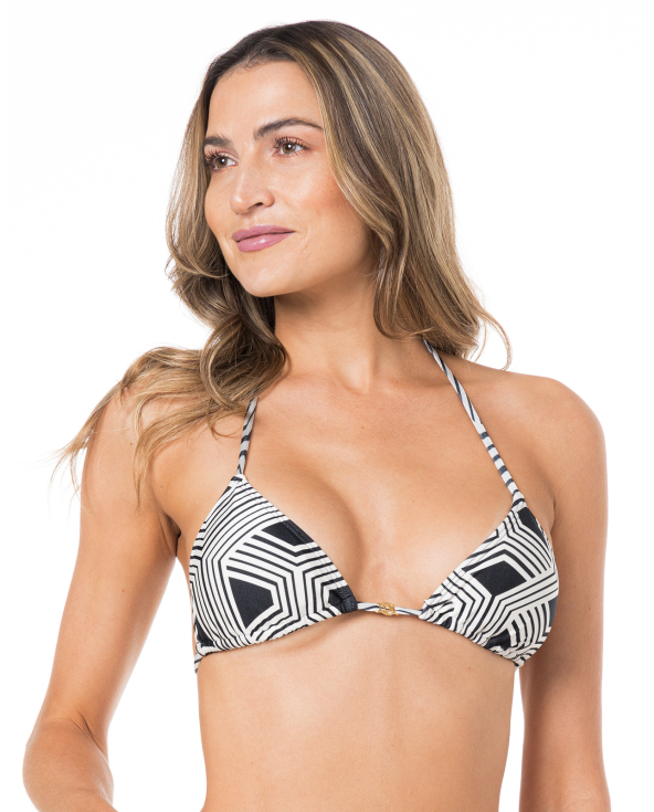 Top Cortininha Rolote Grafismo Preto