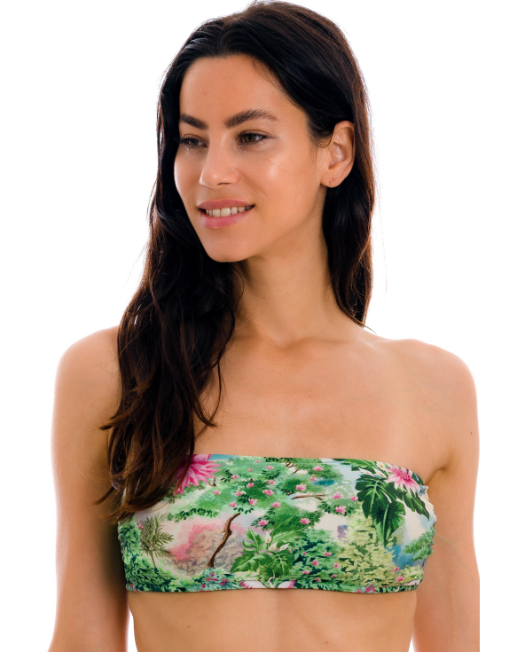 Grün/Blaues Bandeau-Top Mit Tropenprint - Top Amazonia Bandeau-Reto