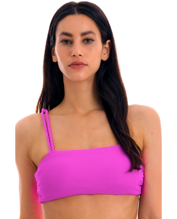 Bustier-Top Magentafarben Texturiert, Gedrehte Schnüre - Top St-Tpz-Pink Reto