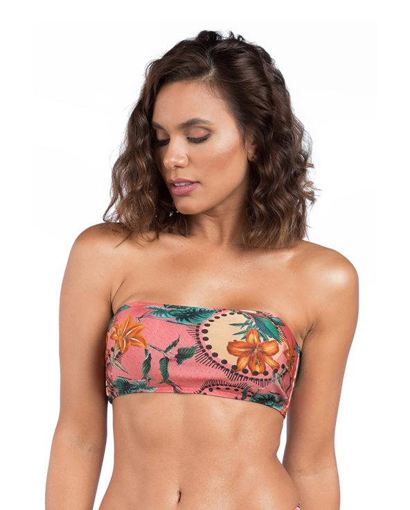 Top Faixa Floral Rosa