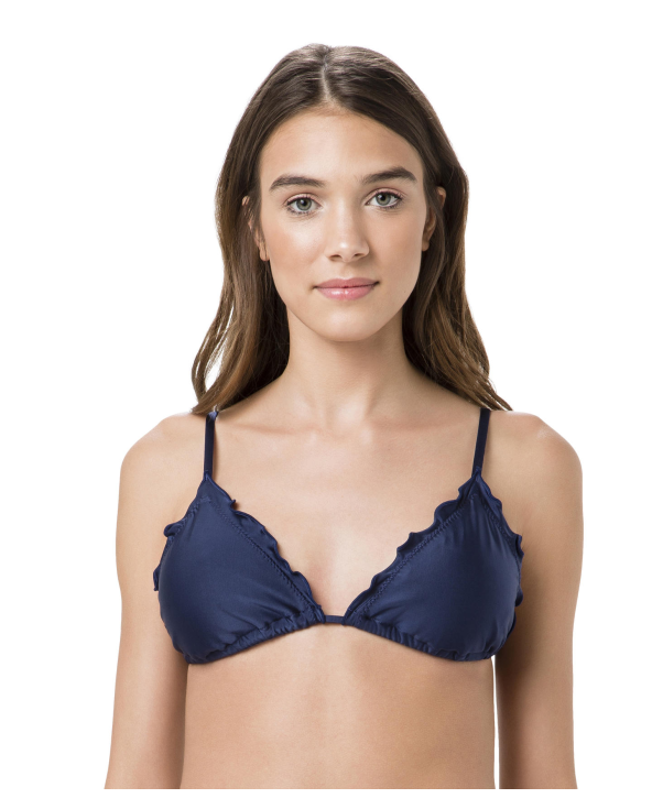 Marineblaues Triangel-Top, Gewellte Ränder - Top Frufru Marinho