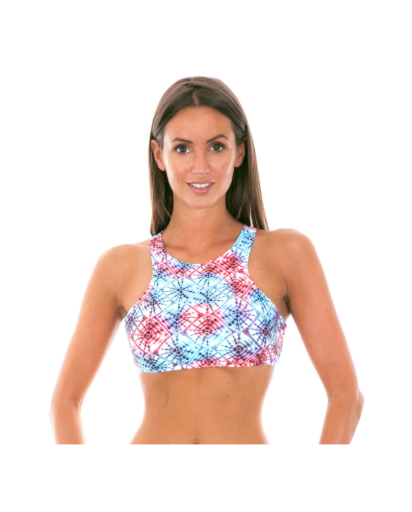Crop Top Bikinioberteil, Schwimmerrücken, Tie & Dye - Soutien Tiejean Sporty