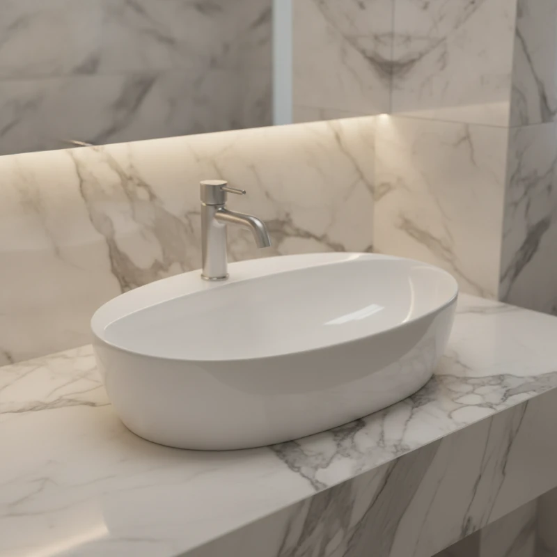 Azzurra ELEGANCE CIRCLE lavabo 60×42 cm beli – ovalni (ELLA060420CMBI)