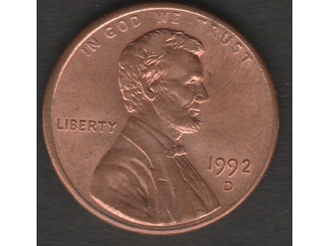 1 Cent `Lincoln Memorial Cent` - 1992 D