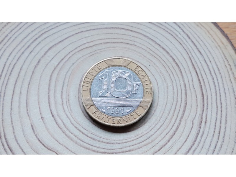 FRANCUSKA 10 FRANCS 1991 GODINA BIMETAL