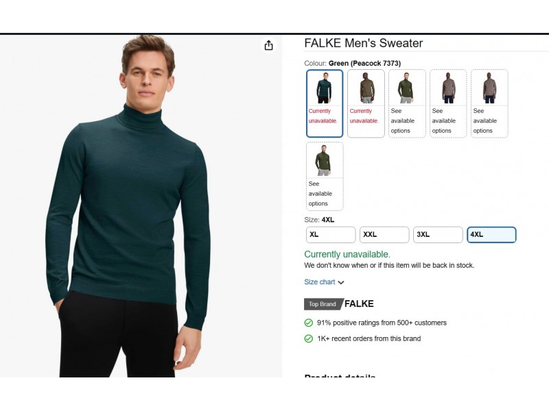 FALKE DŽEMPER NOVO SA ETIKETOM 100% VUNA 4XL