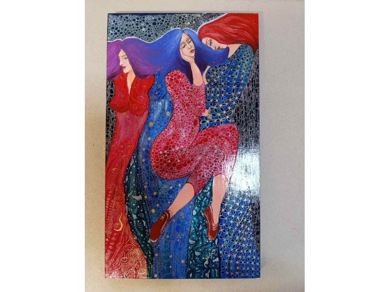 Tri žene, ulje na dasci, 35x20 cm