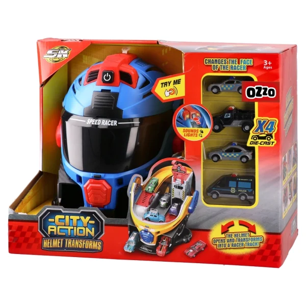 City action, set automobila, kaciga