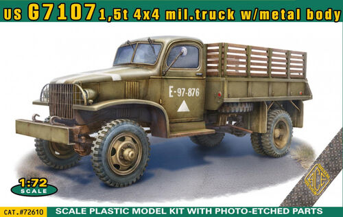 NEW! ACE 72610 US G7107 1,5t 4x4 Army Truck with Metal Body