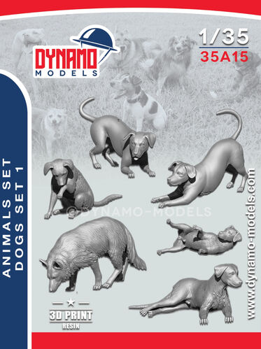 NEW! Dynamo-Models 35A15 Animals Serie - Dogs Set 1 (6 Figures / 3D-Printed)
