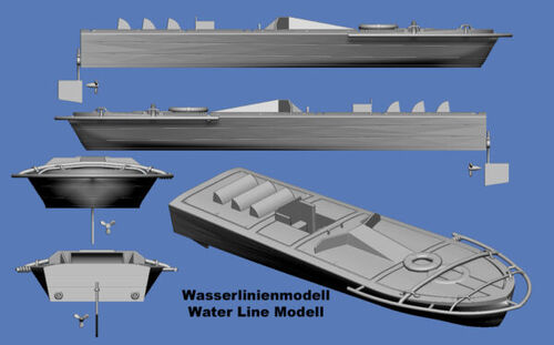 NEW! Germania-Figuren 72-WW2-1401 WW2 Marine Explosive Boat Linse Waterline Model