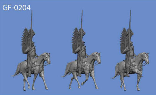 NEW! Germania-Figuren 48-0204a Vienna 1683 Polish Army Winged Hussars Trotting Horses Version A