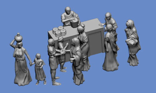 NEW! Germania-Figuren 72-ROM-ZIV-0006 The Roman Empire - At The Bakery - Sellers, Buyers And Passers-By