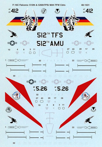 Microscale 481031 Lockheed-Martin F-16 C -30 86TFW Ramstein Air Force Base (2 schemes)