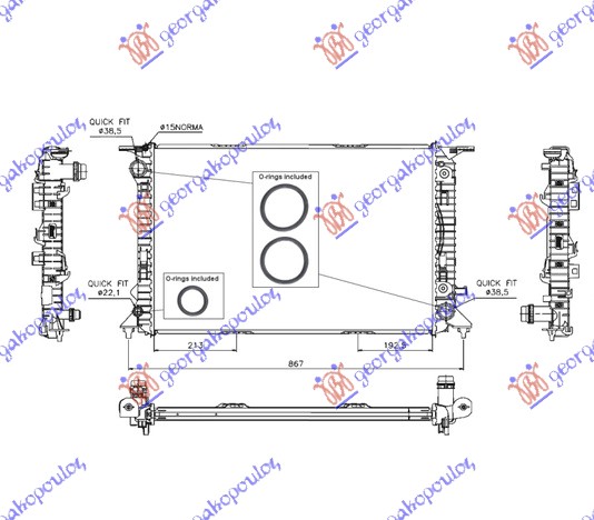 HLADNJAK MOTORA 2.7/3.0 Tdi – 3.0 TFSi/3.2 FSI (AUTO) (720×470) (NRF) AUDI Q5 2012-2016 (8RB) (OEM: 8K0121251AA, 8K0121251AL, 8K0121251Q)