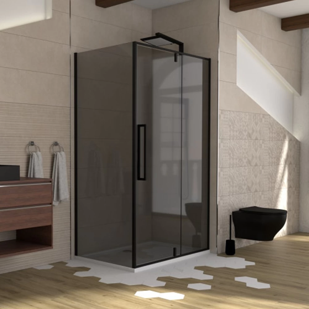 Tuš kabina sa pivot vratima 80×100 ABSOLUT Black C-02-B6100/B6080