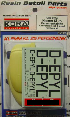 Kora Models CSD7204 Klemm L-25 German with personal bags - PLG