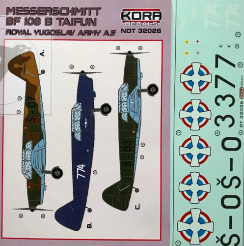 Kora Models NDT32026 Messerschmitt Bf 108B Taifun Royal Yugoslav AF