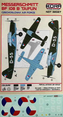 Kora Models NDT32027 Messerschmitt Bf 108B Taifun Czechoslovak Air Force
