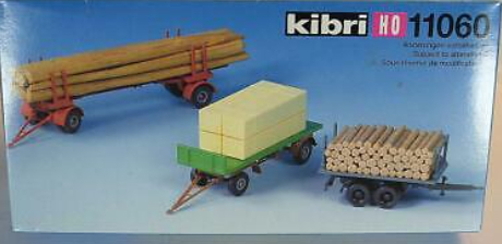 NEW! Kibri 11060 Set of 3 2-axle Trailers for Timber Transport