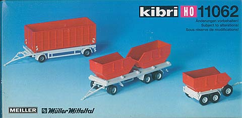 NEW! Kibri 11062 Trailers with Waste Containers: 2-axle, 3-axle and 3-