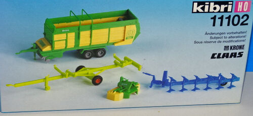 NEW! Kibri 11102 Agricultural Equipment - 2-axle Trailer, Plough and Trailer