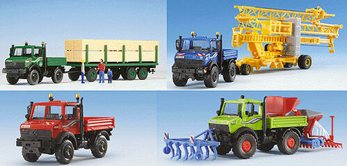 NEW! Kibri 11116 50 Years of Unimog Set - 4 Units with Various Attachmenrs