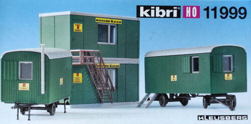 NEW! Kibri 11999 Office Containers and Barracks (2 pcs) - 1 -axle and 2 -axle
