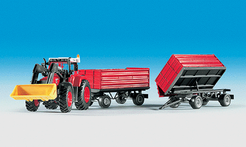 NEW! Kibri 12214 European Farm Equipment - Fendt Vario 926 Tractor with Loader and 2 Two-Axle Trailers
