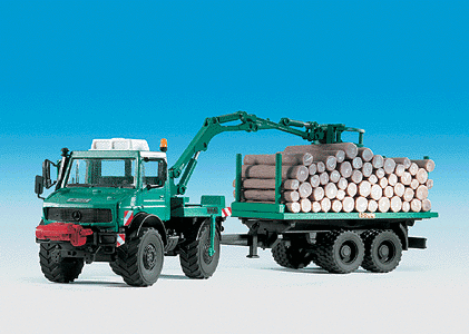 NEW! Kibri 12225 Unimog with Self-Loading Crane and 2-axle Trailer