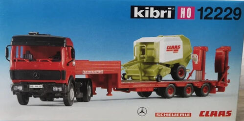 NEW! Kibri 12229 Mercedes Benz 2-axle with 3-axle Semi-Trailer for Transporting Vehicles with Load