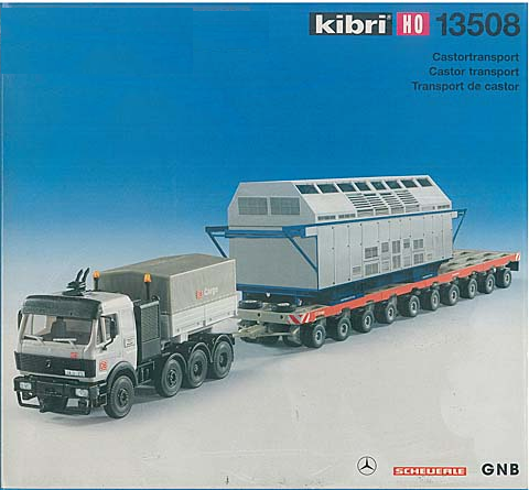 NEW! Kibri 13508 Mercedes Benz 4 -axle Tractor with Box with tarpaulin and Trailer