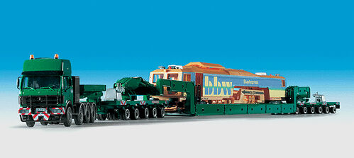 NEW! Kibri 13514 Mercedes Benz 4-axle with 10-axle Semi-Trailer with Load of Rail Vehicle