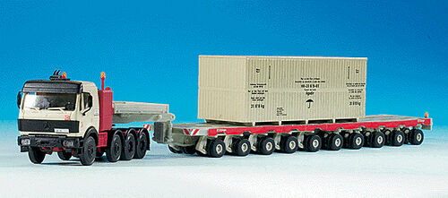 NEW! Kibri 13526 Mercedes Benz 4-axle with modular Semi-Trailer with load Box