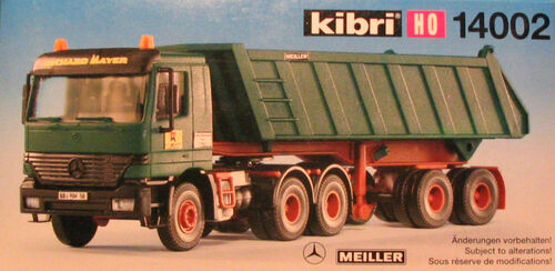 NEW! Kibri 14002 Mercedes Benz 3-axle with 2-axle Semi-Trailer Tippers with High Sides