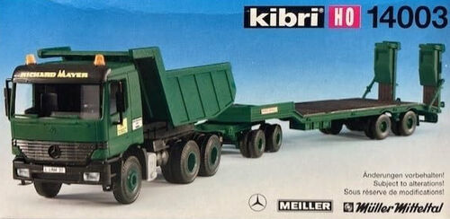 NEW! Kibri 14003 Mercedes Benz Actros 3-axle Tipper with 4-axle Trailer for Vehicles