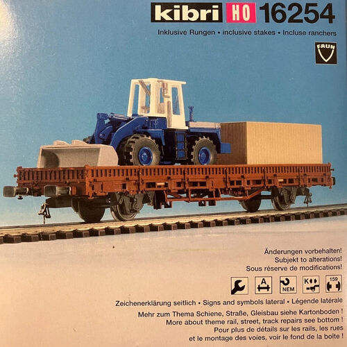 NEW! Kibri 16254 Two-axle Platform Wagon, brown, with Load Stacker
