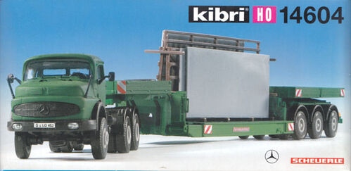 NEW! Kibri 14604 Mercedes Benz 3-axle with 3-axle Low-floor Semi-Trailer with load