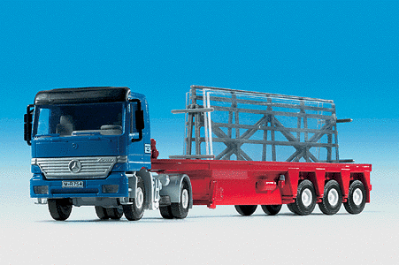 NEW! Kibri 14605 Mercedes Benz 2-axle with 3-axle Semi-Trailer for Transporting glass with load