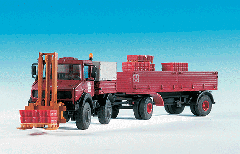 NEW! Kibri 14990 Unimog with Mounted Paver and 2-axle Trailer