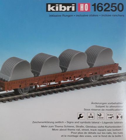 NEW! Kibri 16250 Two-axle Platform Wagon, brown, with Load Grabber
