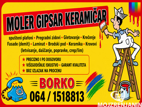 Moler Gipsar Keramičar Zrenjanin