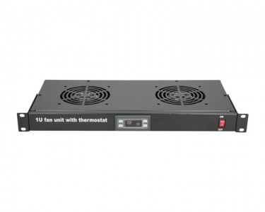 MAXPRO LINE Ventilacioni panel-polica, dva ventilatora i termostat, 1U