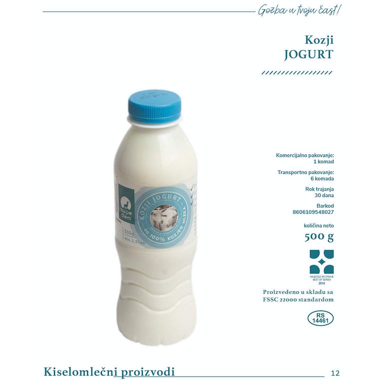 Jogurt koziji 3,5%mm 500g carpe diem