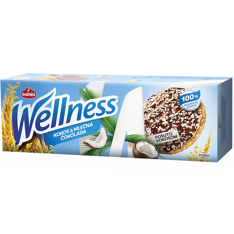 Wellness keks integralni sa kokosom i mlecnom cokoladom 165g