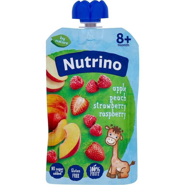 Nutrino pauč jabuka breskva jagoda i malina 100g nutrino