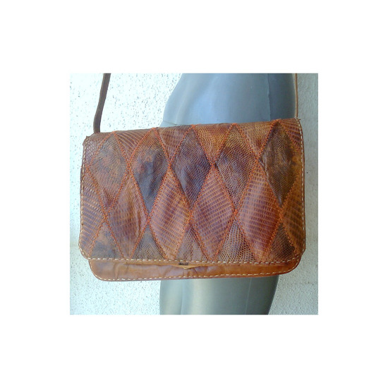 torba kožna braon zmijska koža 25x20 cm