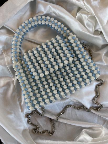Plavo bela torba perle - hand made