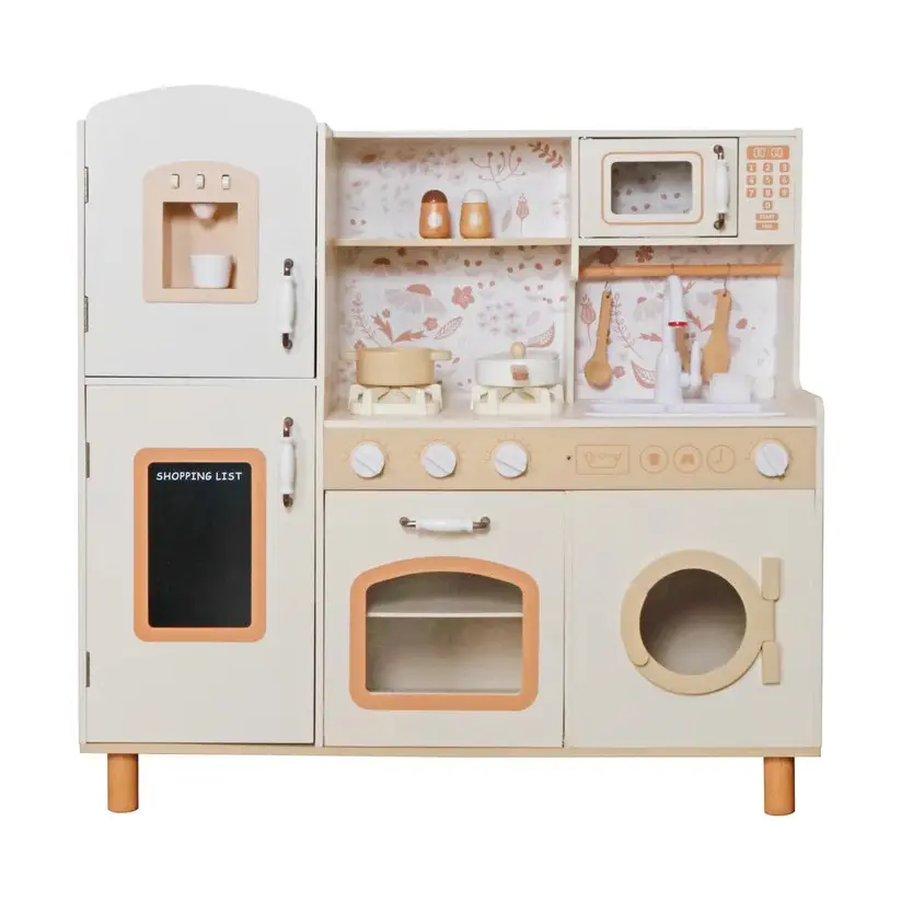 KINDER HOME Dečija drvena kuhinja - vintage stil sa elektronskim pločama za kuvanje
