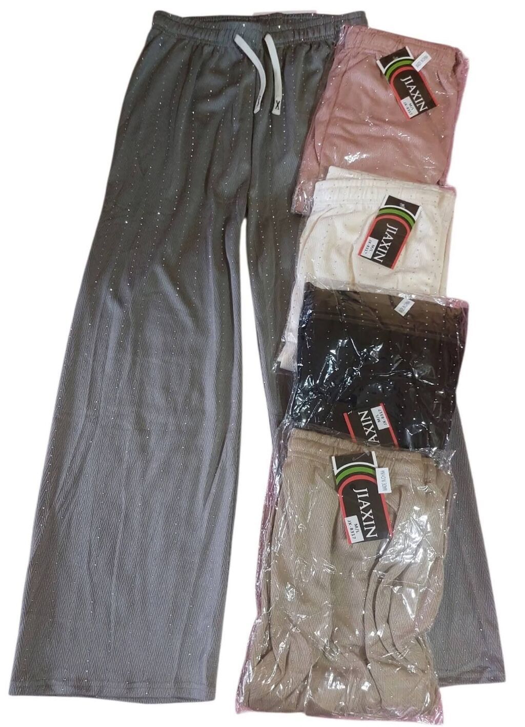 Pantalone siroka nogavica sa cirkonima. Model ravne,široke nogavice